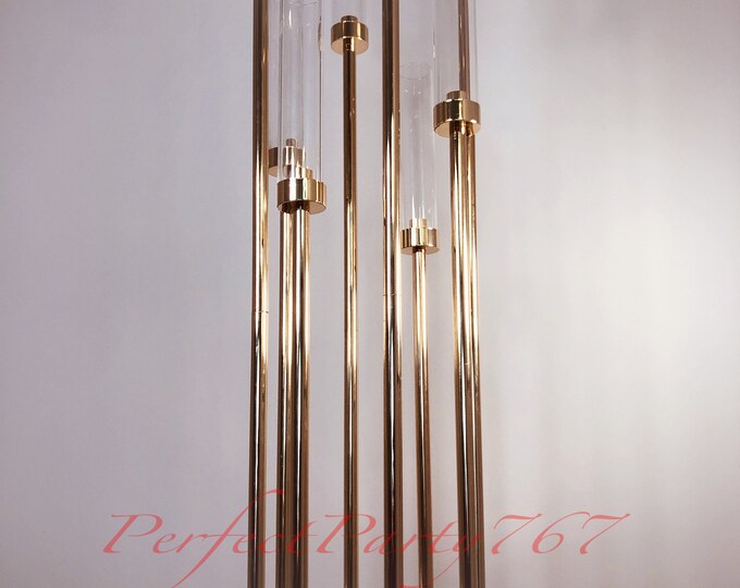 50''gold 8 Arm Metal Cluster Candle Holder, Tall Stand Glass Candles ...