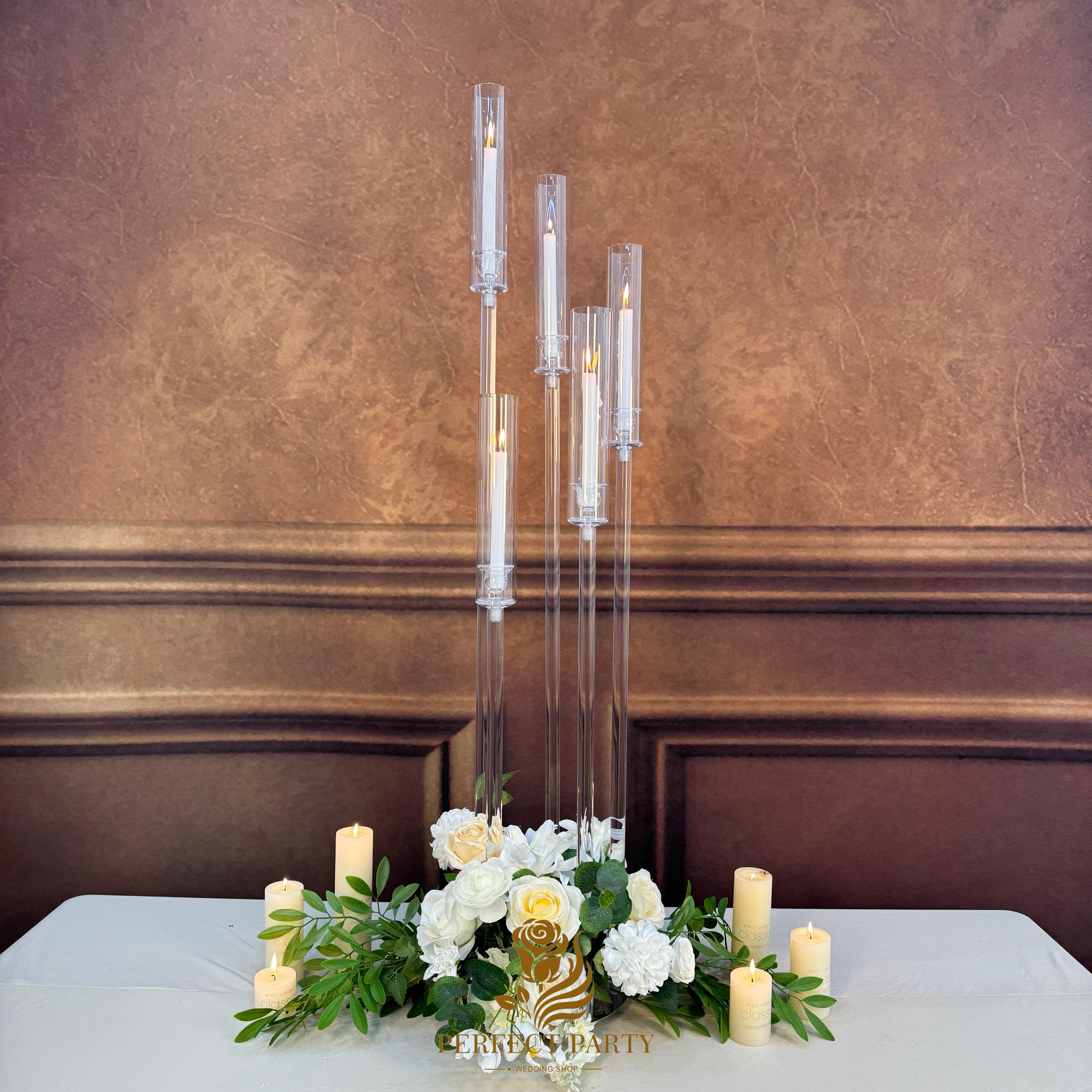 Full Clear High Candle Holder, Acrylic Light Pole With Crystal Glass ...