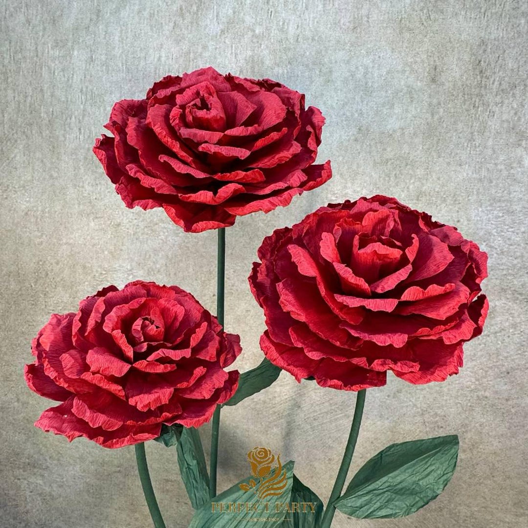 Self Standing Paper Flowers - Standing Paper Flowers - Giant Red Paper ...