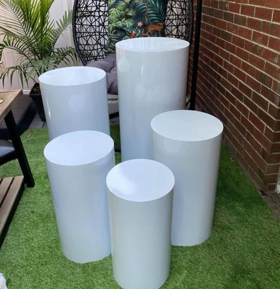 5 Pcs -metal Cylinder Stands Round Metal Plinths Wedding Backdrop Stand ...