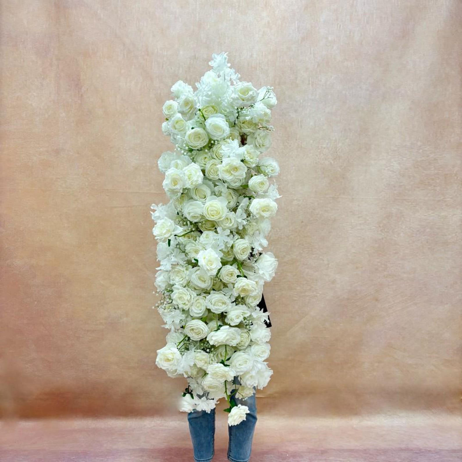 Ships From Houston/ WHITE ROSE Cascading Floral Runner, Wedding Arch ...
