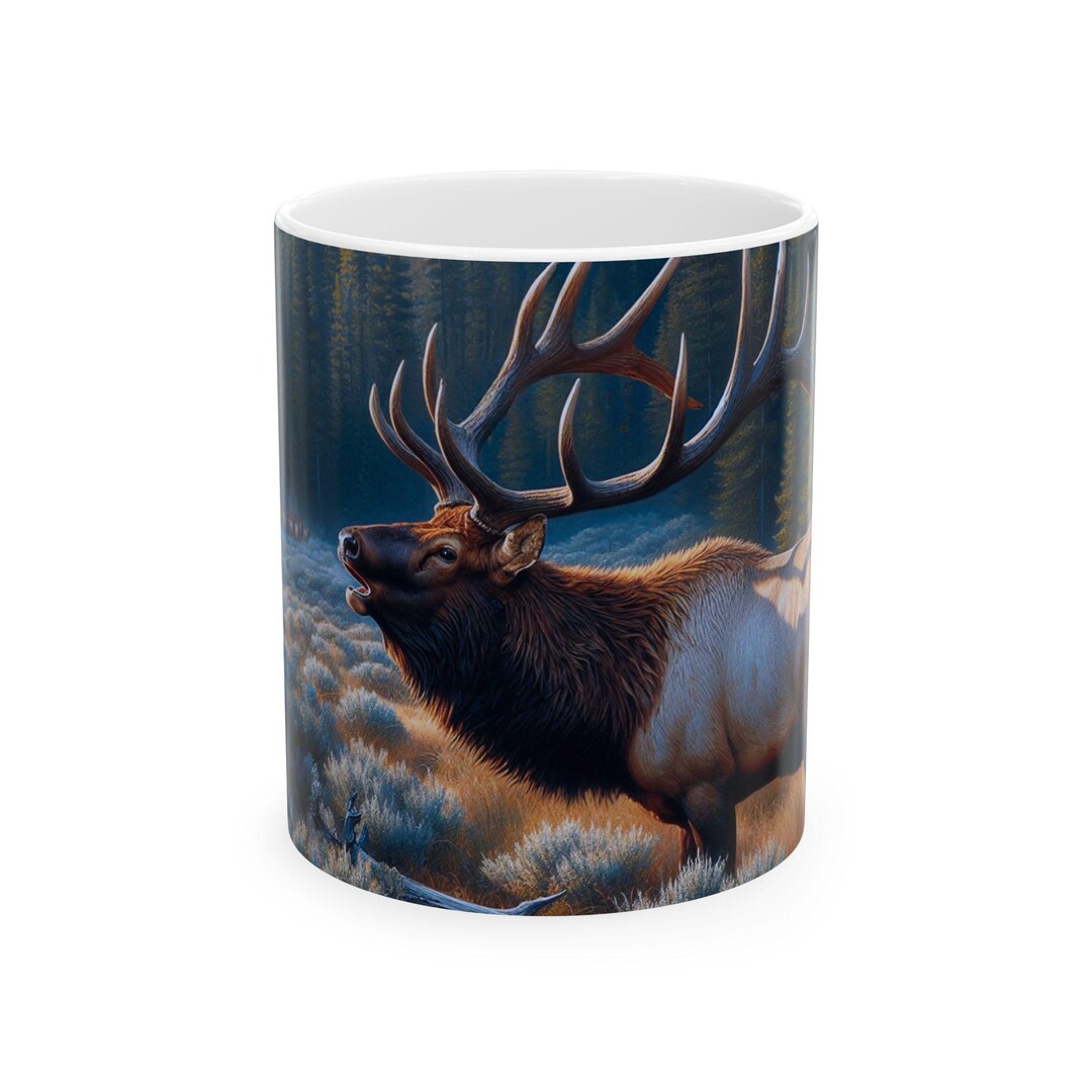 Bugling Elk Ceramic Coffee Mug: Wildlife Hunter Gift - Etsy