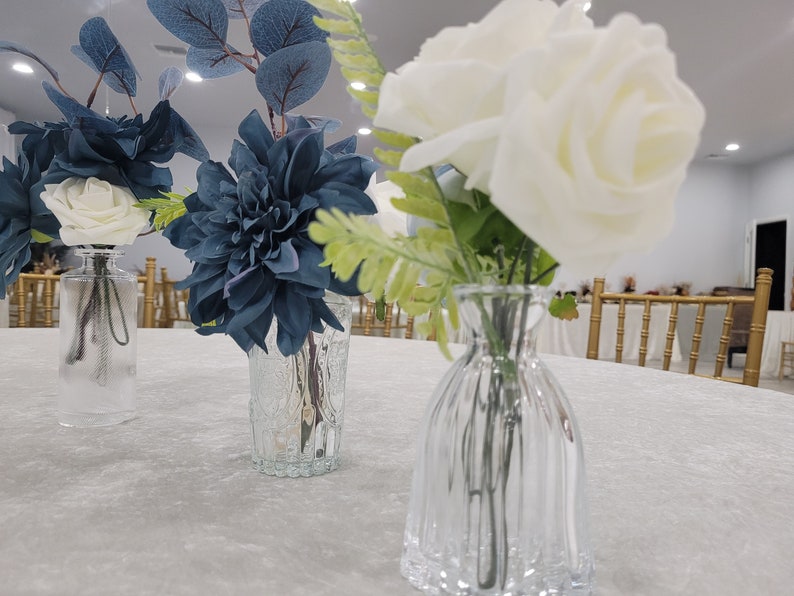 Dusty Blue Floral Arrangements With Pampas Centerpieces - Etsy