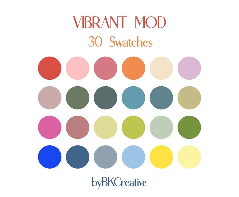 Vibrant Modern Color Palette 30 Swatches for Procreate - Etsy