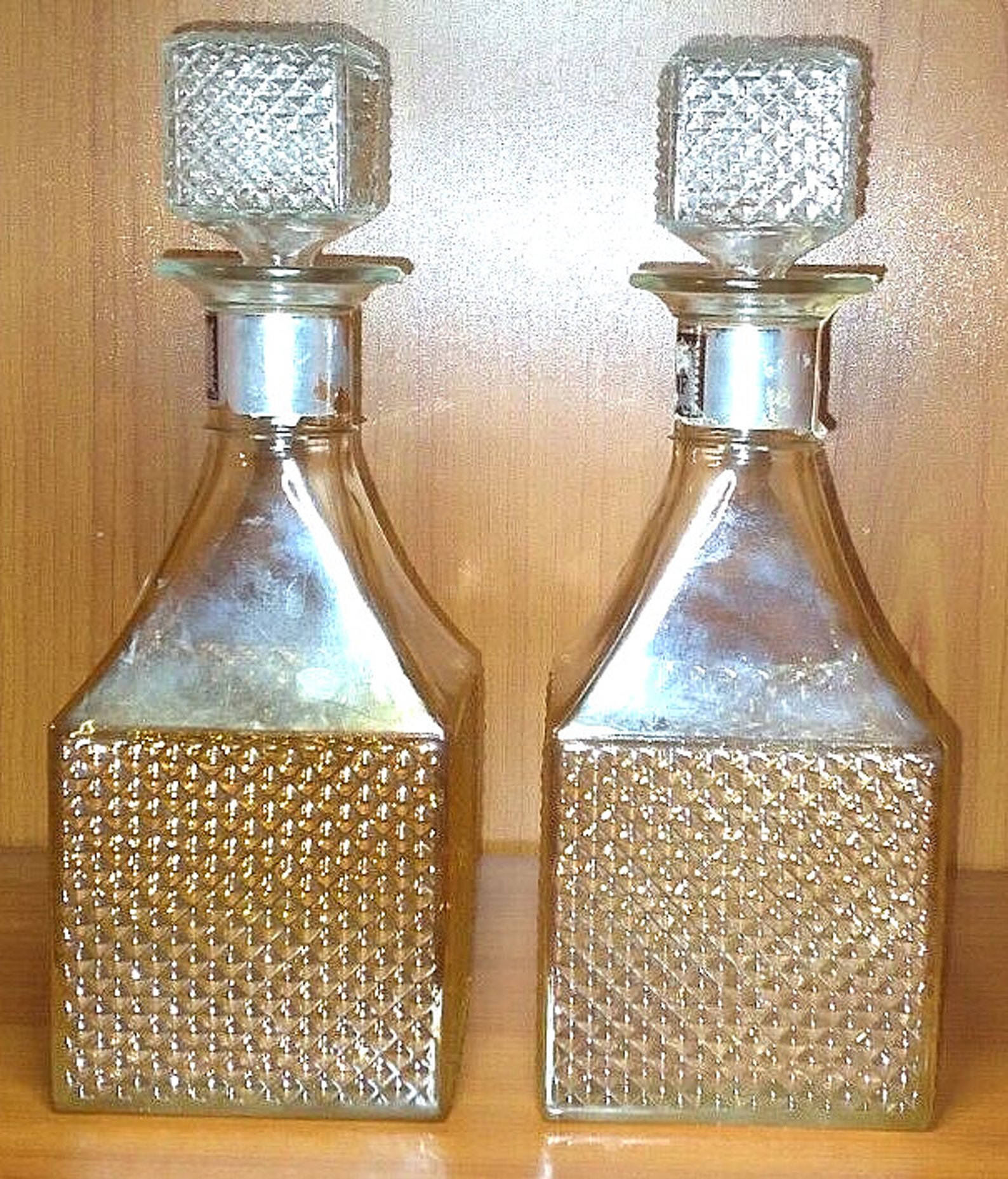 2 X Decanters Kentucky Whiskey Old Forester Marigold Diamond Cut Glass ...