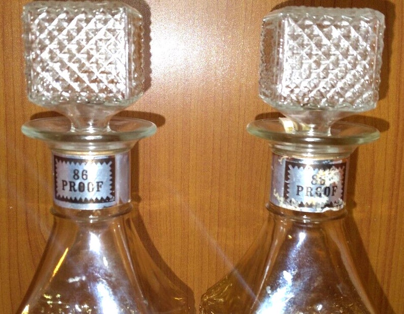 2 X Decanters Kentucky Whiskey Old Forester Marigold Diamond Cut Glass ...