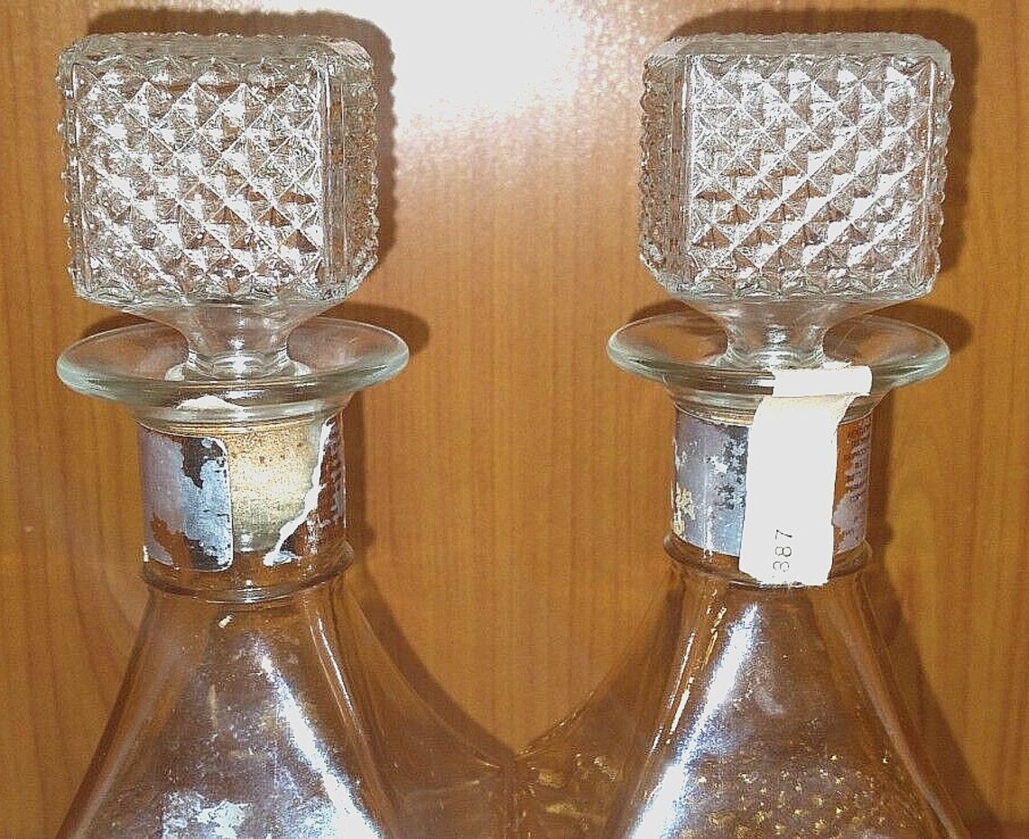 2 X Decanters Kentucky Whiskey Old Forester Marigold Diamond Cut Glass ...