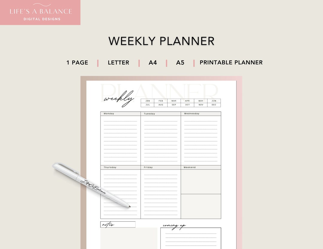 Weekly Planner, Printable Weekly Planner, Weekly Schedule, Weekly ...