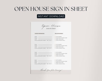 Editable Open House Sign-in Sheets Real Estate Printable - Etsy