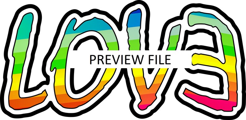 Printable Rainbow Love Design Downloadable PDF SVG and PNG - Etsy