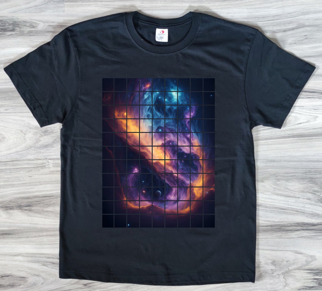 Galaxy Grid Graphic T-shirt: Cosmic Cut-out Design - Etsy