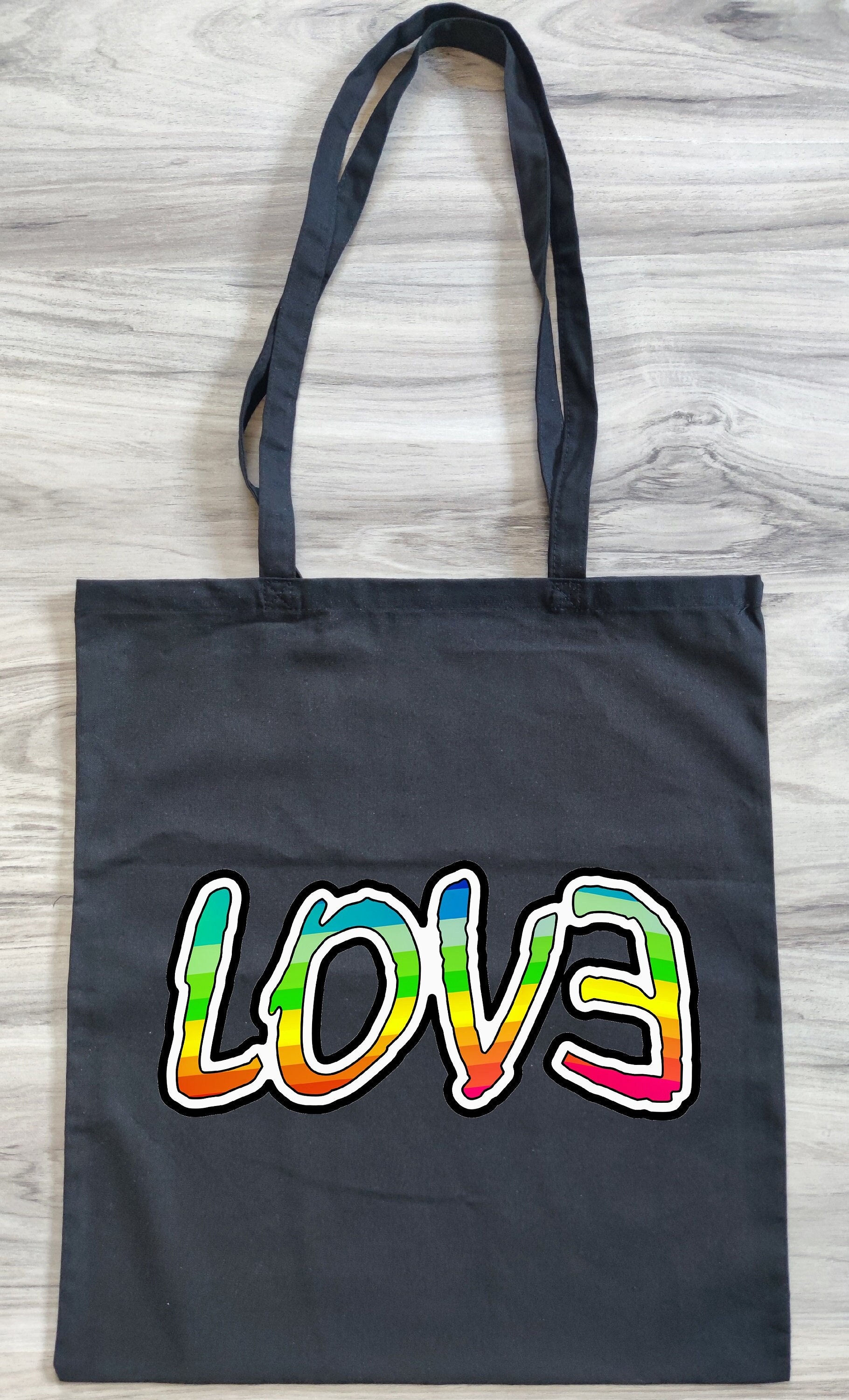 Rainbow Love Design Tote Bag - Stylish and Spacious - Various Colors ...