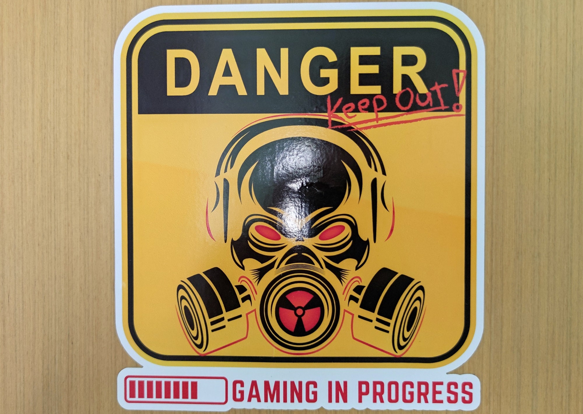 Danger Keep Out Gaming in Progress Sticker - Radiation Gas Mask Danger ...