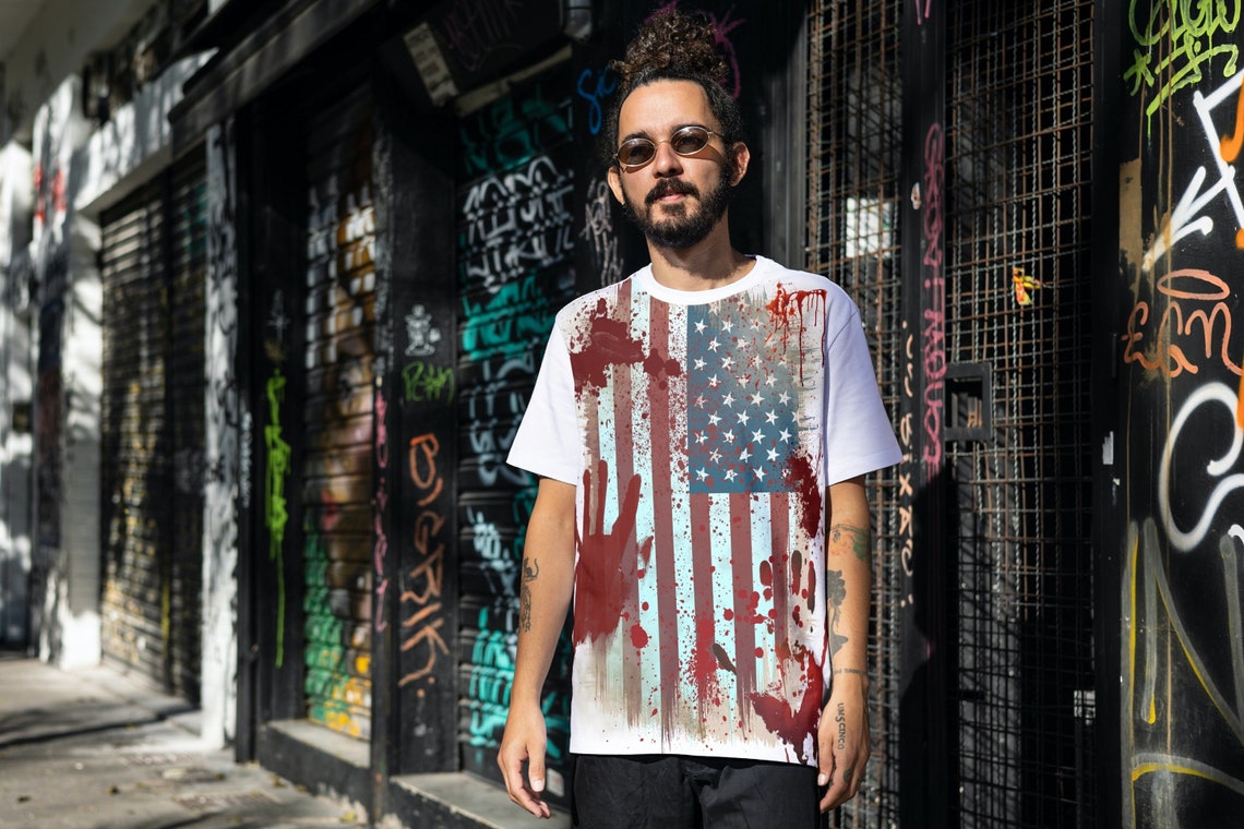 Zombie Apocalypse USA Flag Printable Design for T-shirt - Etsy