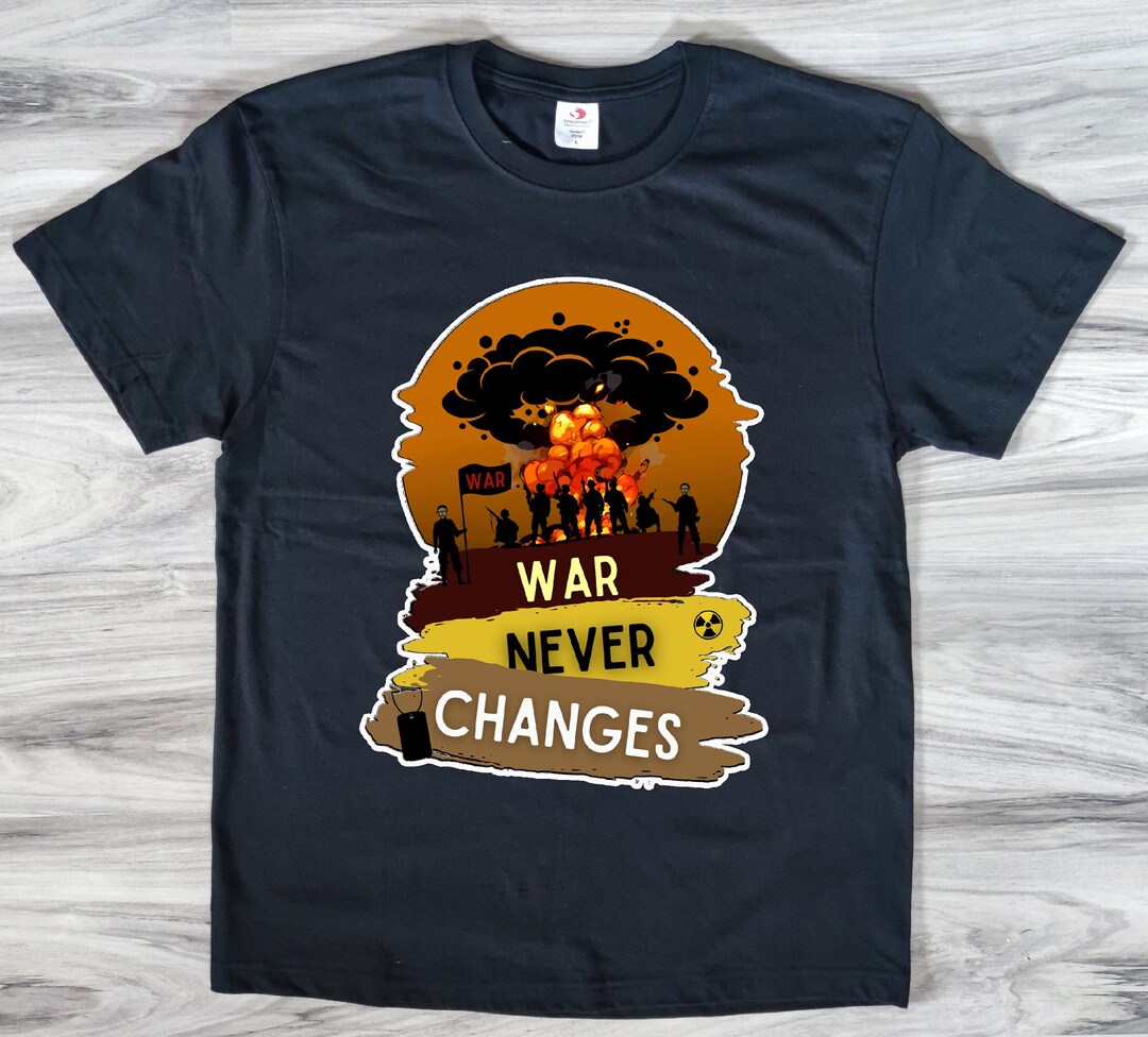 War Never Changes Military Pre-war T-shirt Original Fallout Design Graphic Tee for Men and Women ...