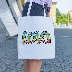 Rainbow Love Design Tote Bag - Stylish and Spacious - Various Colors ...