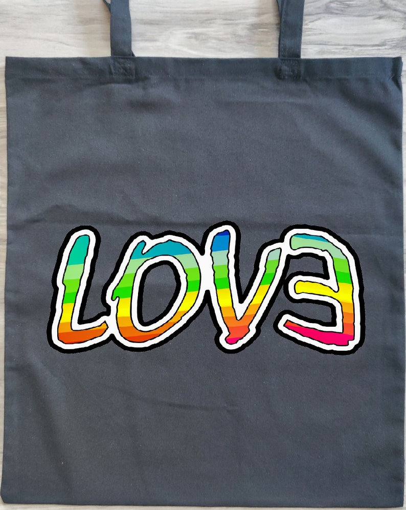 Rainbow Love Design Tote Bag - Stylish and Spacious - Various Colors ...