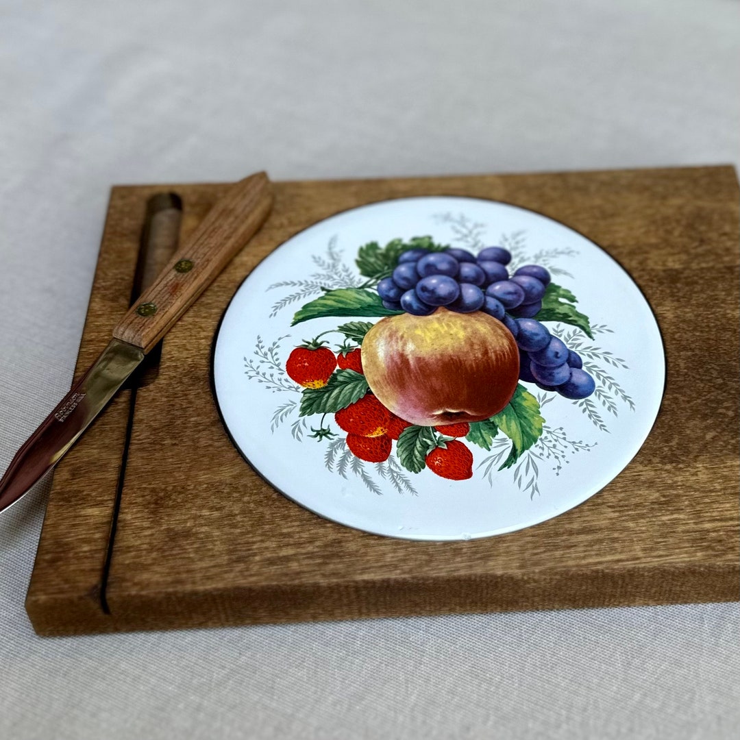 Vintage Tile Charcuterie Board, Cheese Serving Tray With Knife, Cheese ...