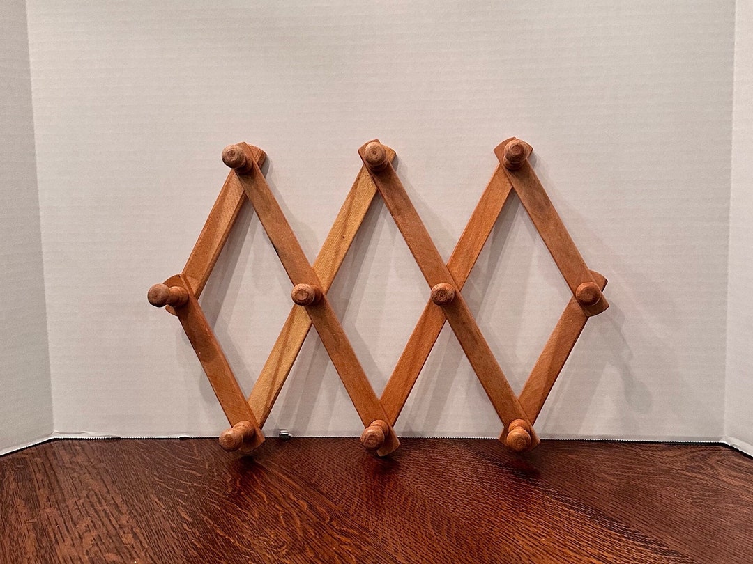 Vintage MCM Accordion Peg Wall Rack - Etsy