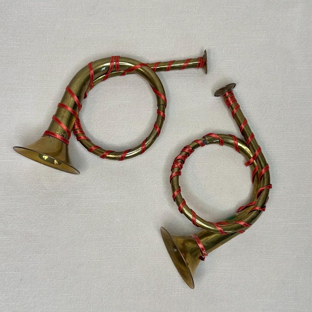 Vintage Brass French Horn Ornaments: Set of 2 Music Theme Baubles - Etsy
