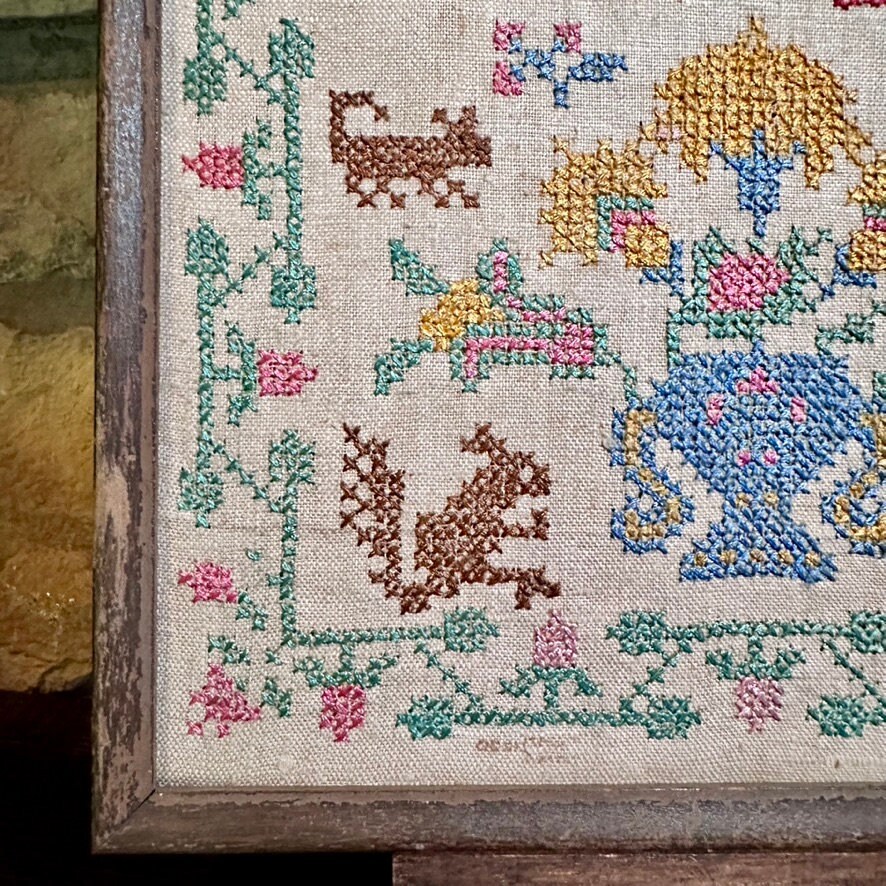 Vintage Sampler Hand Stitched Textile Art Framed Early 20th - Etsy