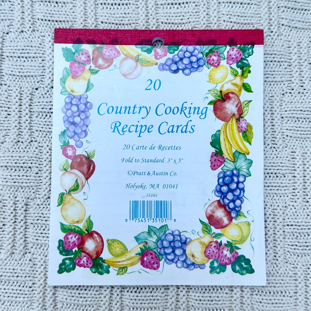 Recipe Card 20 Pack Fold to 3" X 5" Index Size Lined Colorful Fruit ...