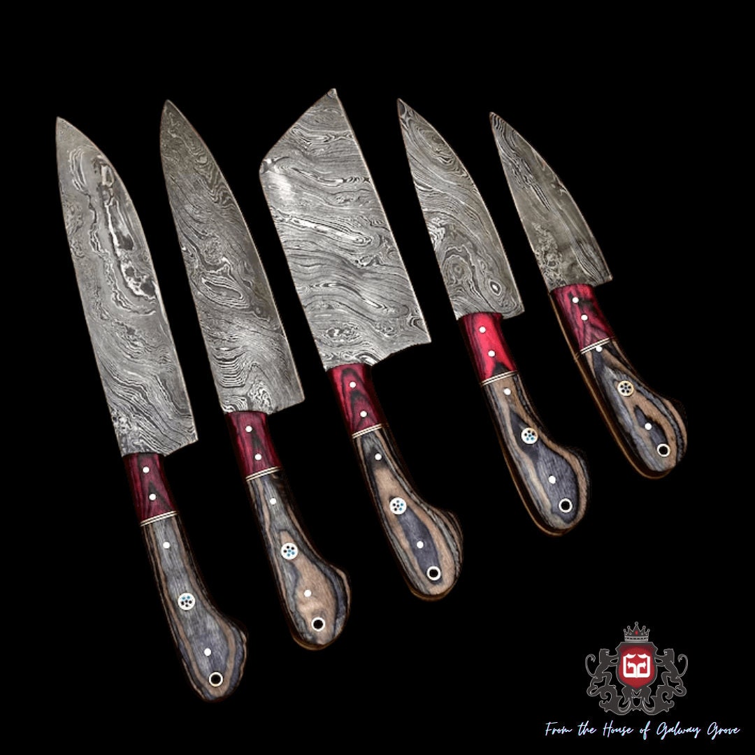 Chef Knives Set Custom Handsmade Kitchen Tools Damascus Kitchen Knives ...