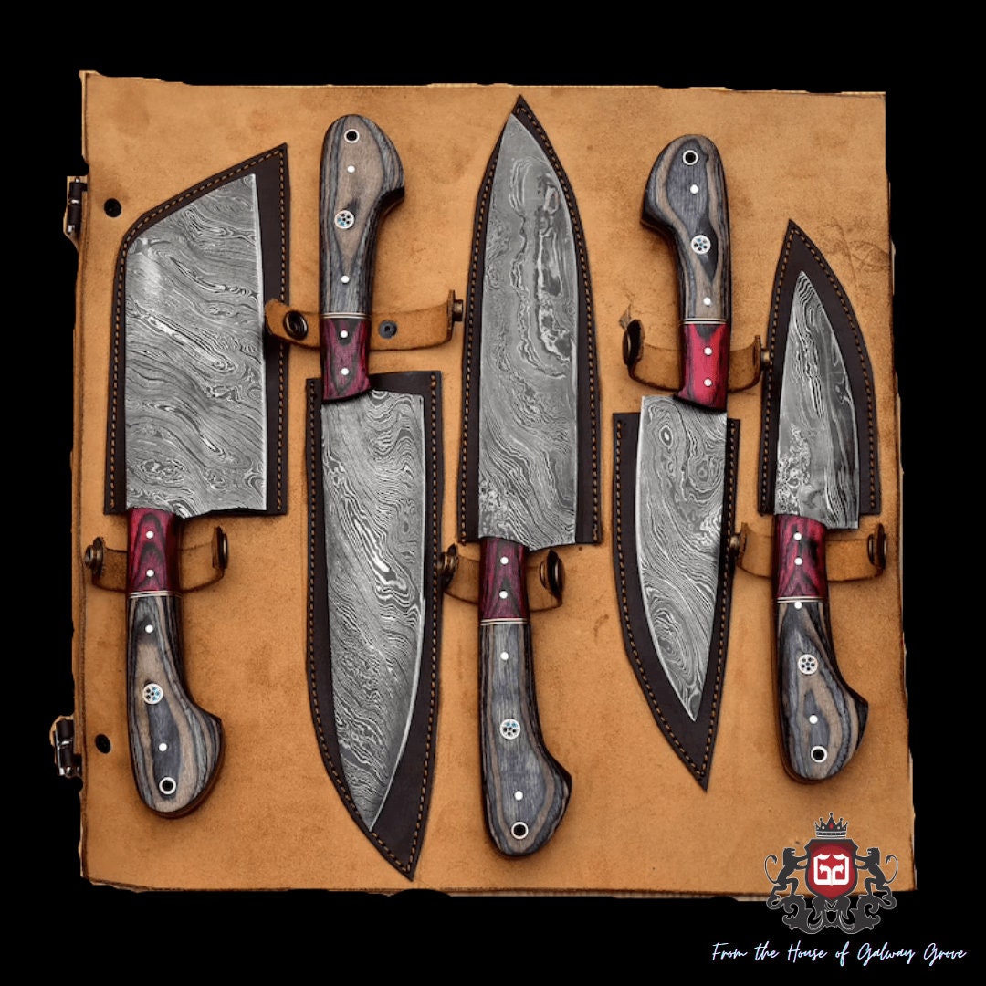 Chef Knives Set Custom Handsmade Kitchen Tools Damascus Kitchen Knives ...