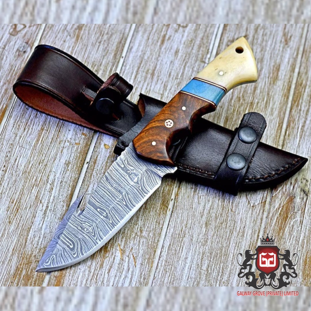 Couteau de chasse Damas fait à la main Lame en acier personnalisée ...