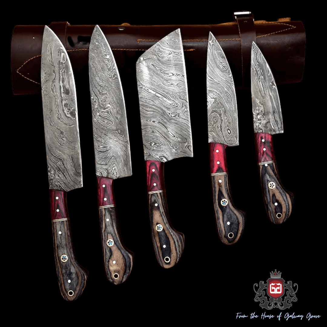 Chef Knives Set Custom Handsmade Kitchen Tools Damascus Kitchen Knives ...