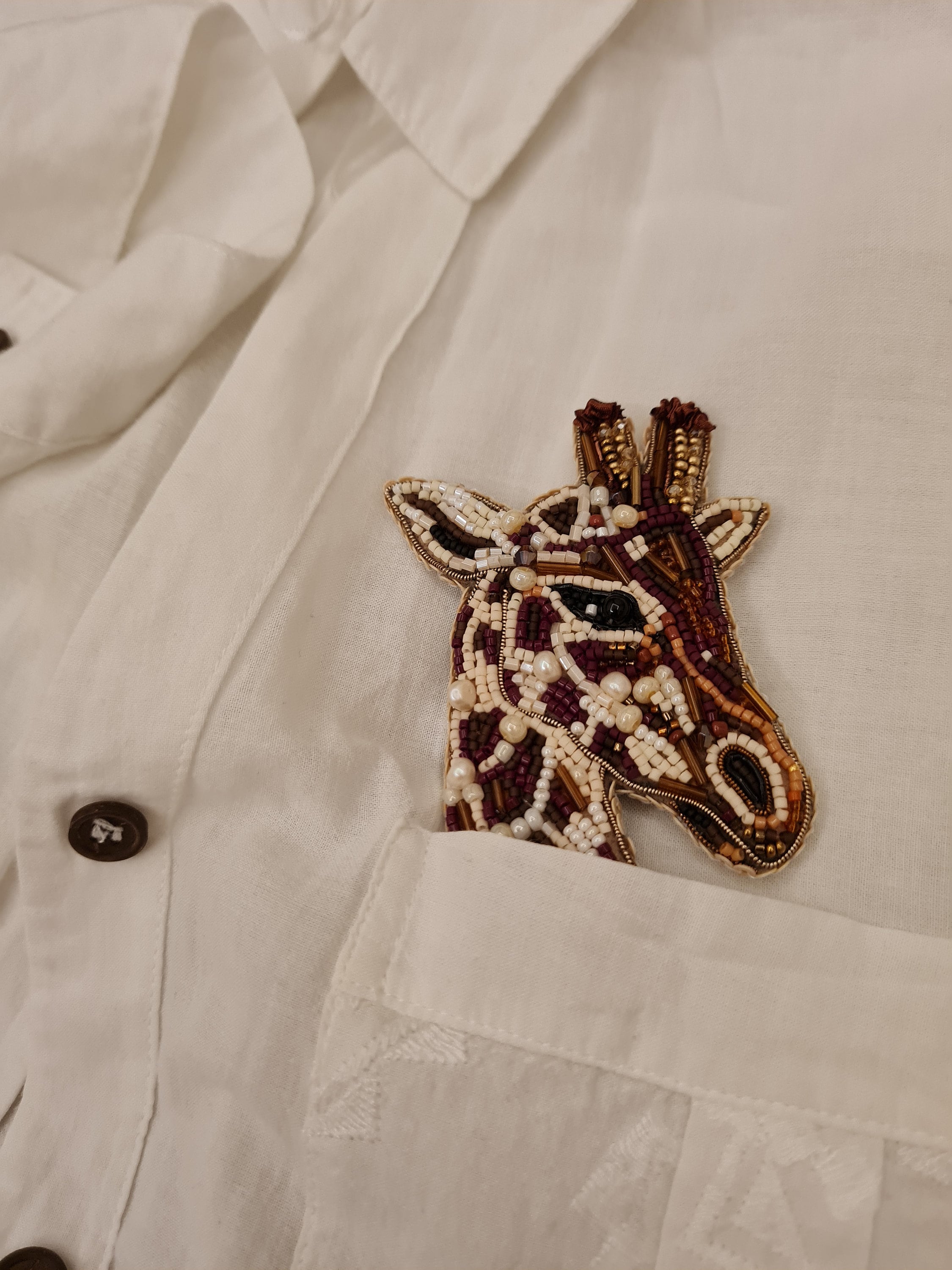 Handmade Giraffe Brooch, Embroidered Animal Brooch, Handcraft Giraffe ...
