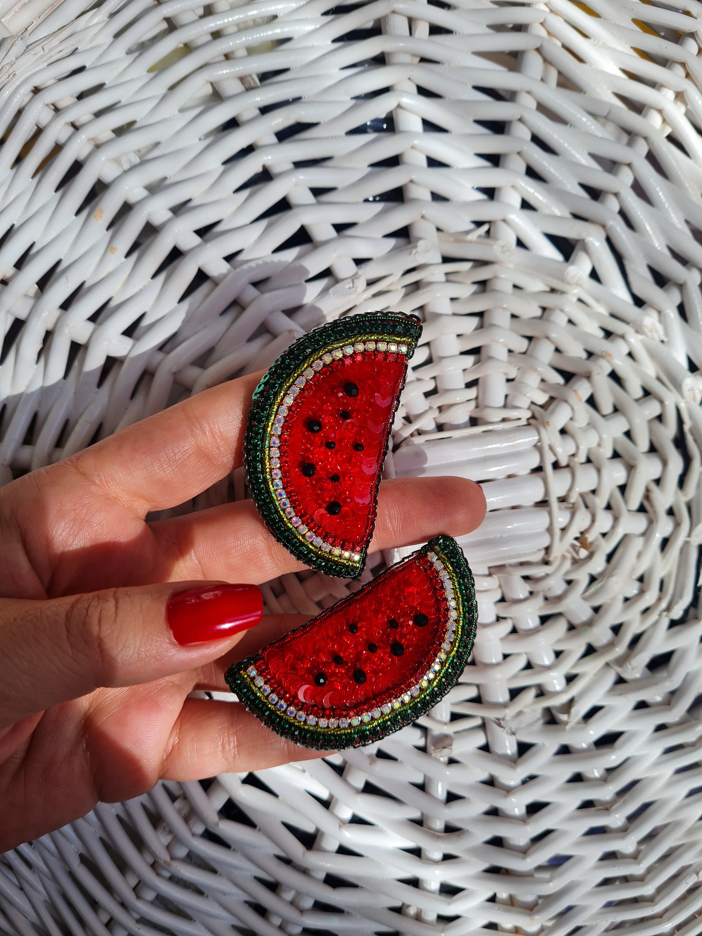 Watermelon Brooch, Handmade Fruit Jewelry, Beaded Watermelon ...