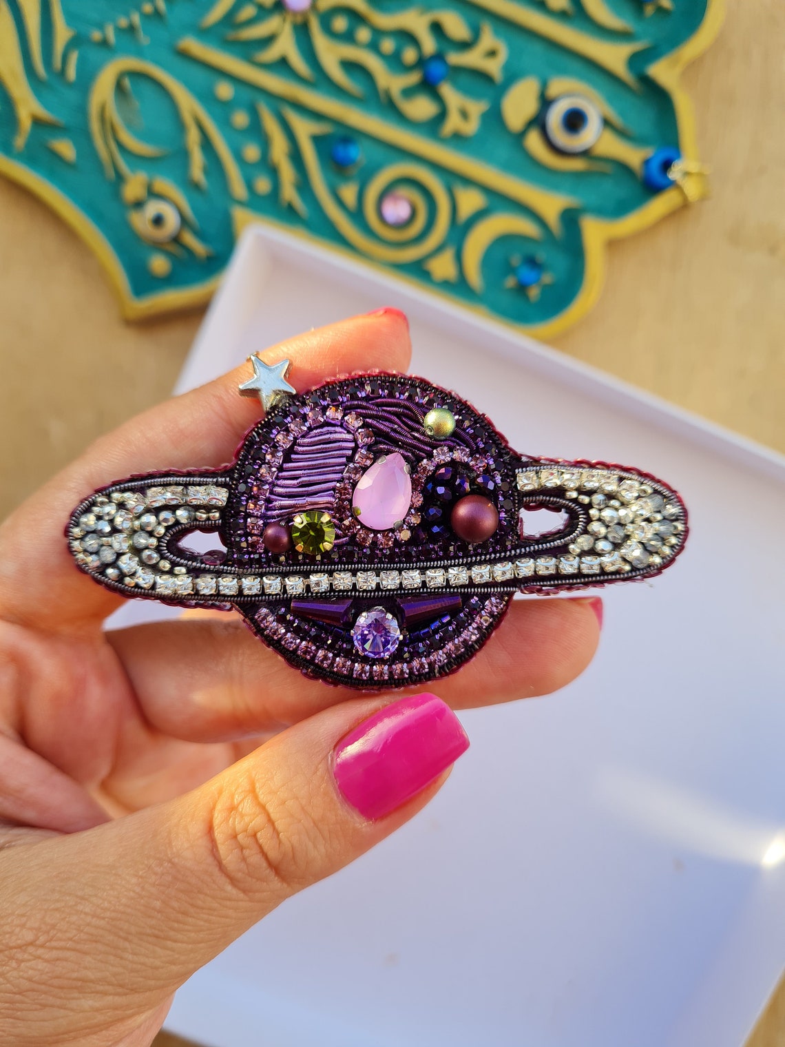 Handmade Planet Brooch, Planet Jewelry, Colorful Planet Brooch, Planet ...