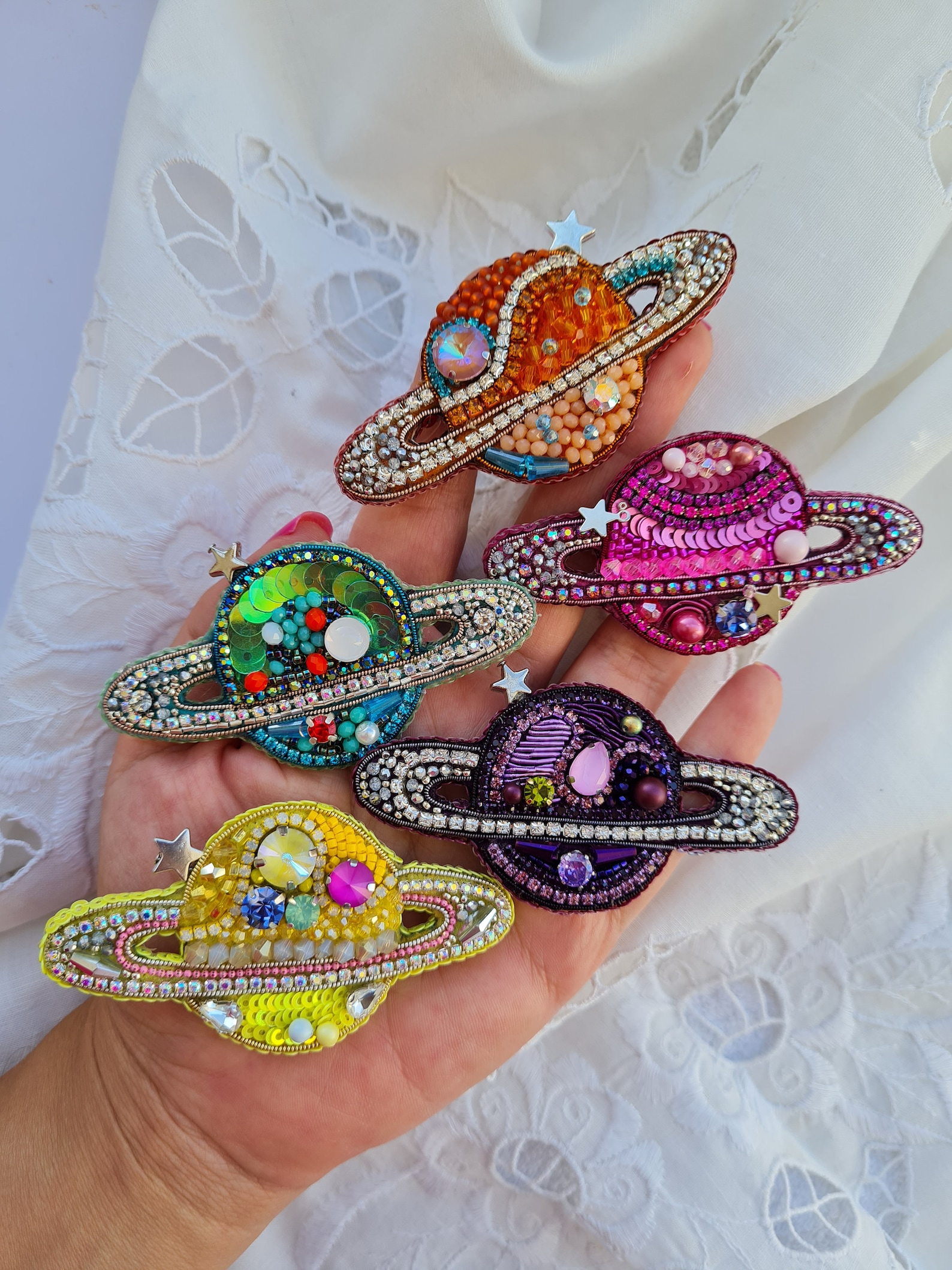 Handmade Planet Brooch, Planet Jewelry, Colorful Planet Brooch, Planet ...