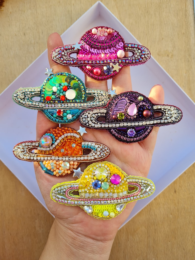 Handmade Planet Brooch, Planet Jewelry, Colorful Planet Brooch, Planet ...