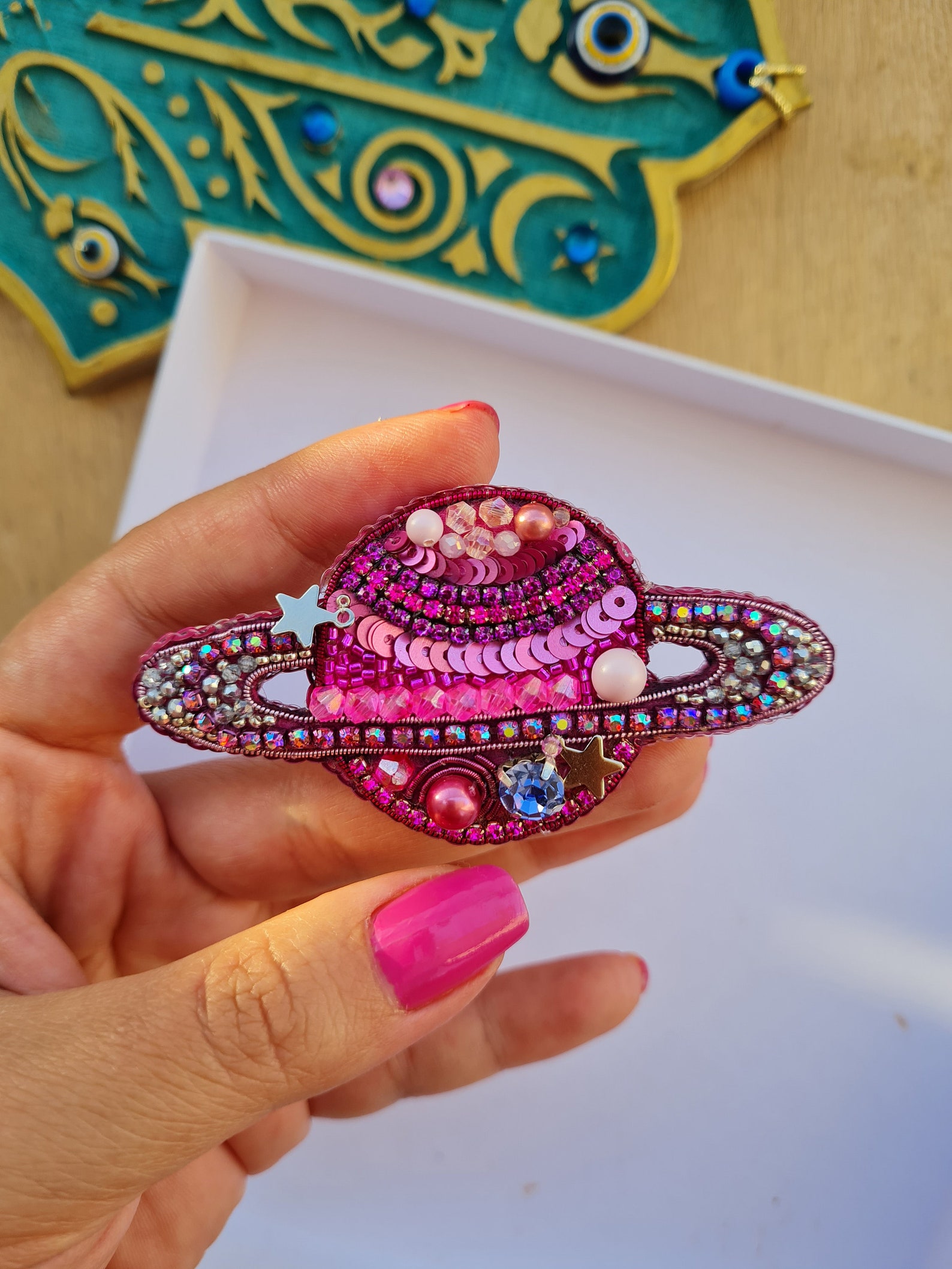Handmade Planet Brooch, Planet Jewelry, Colorful Planet Brooch, Planet ...