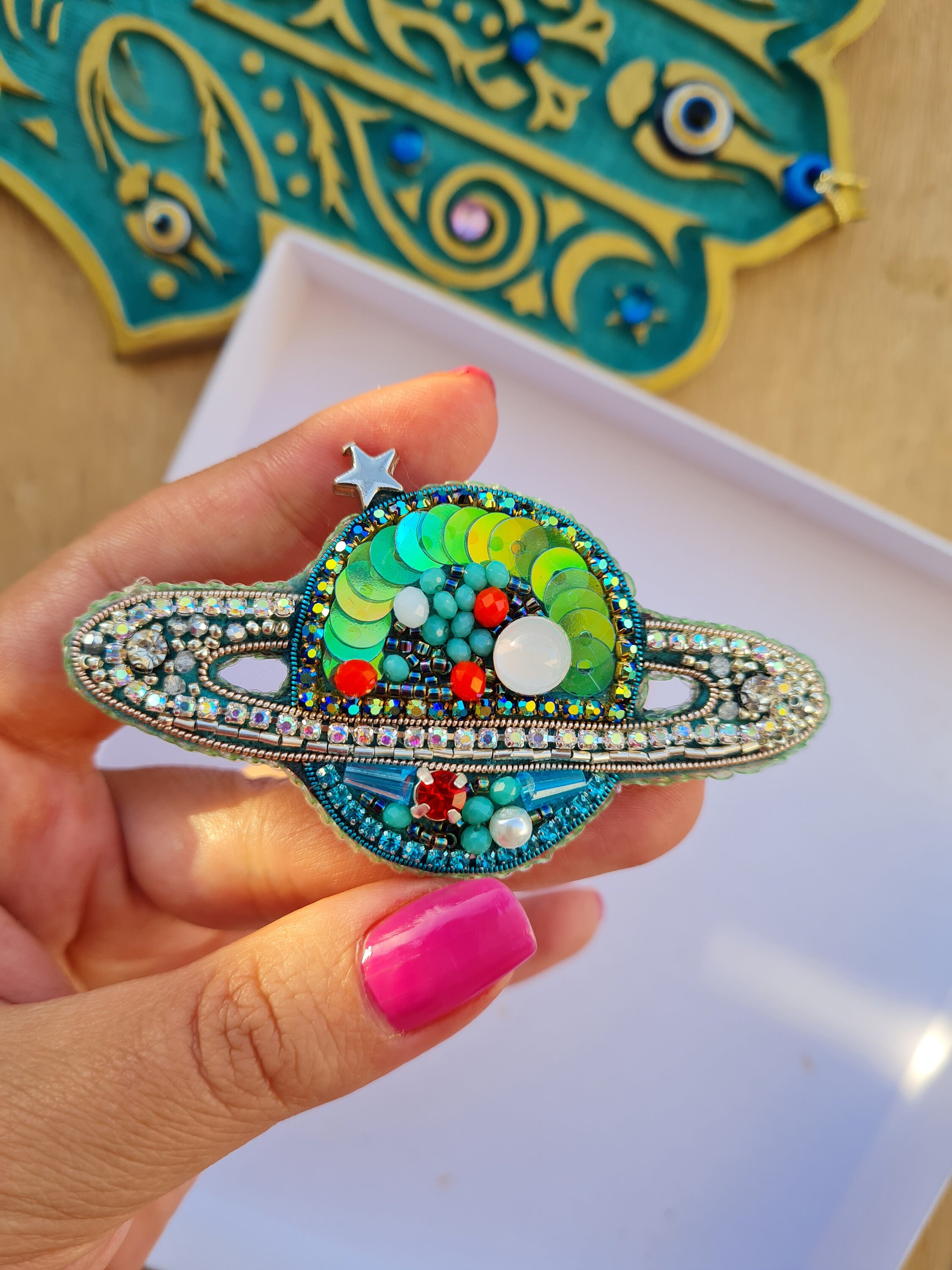Handmade Planet Brooch, Planet Jewelry, Colorful Planet Brooch, Planet ...
