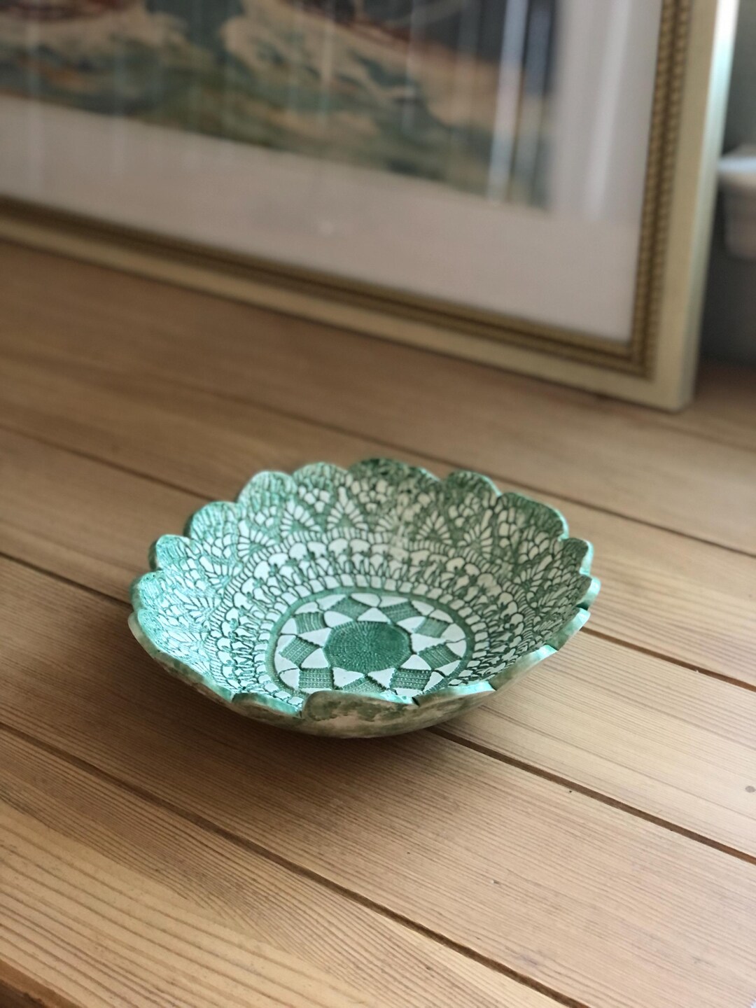Vintage Lace Doily Pottery Bowl - Etsy