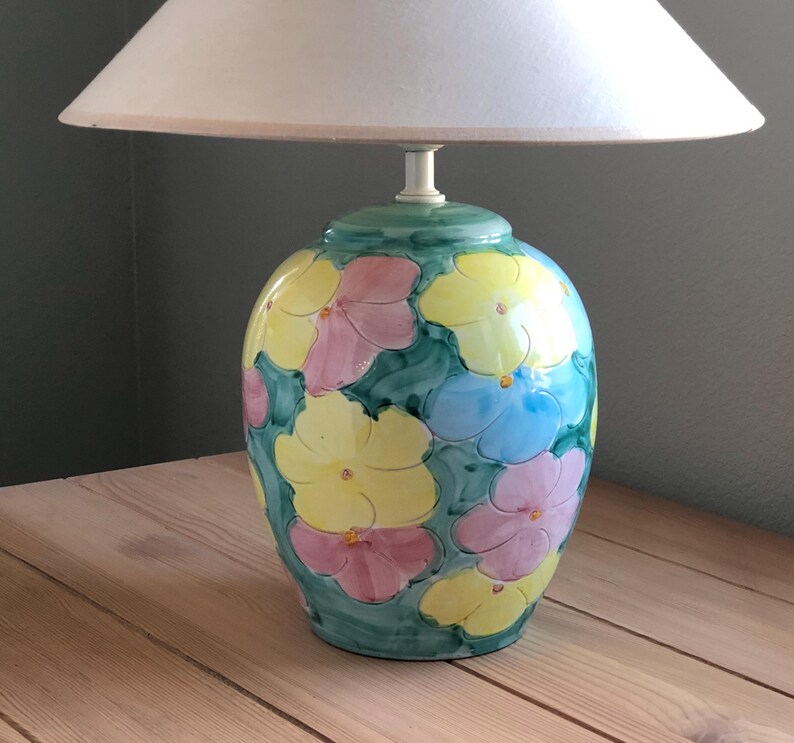 Colorful Vintage Italian Pottery Lamp - Etsy