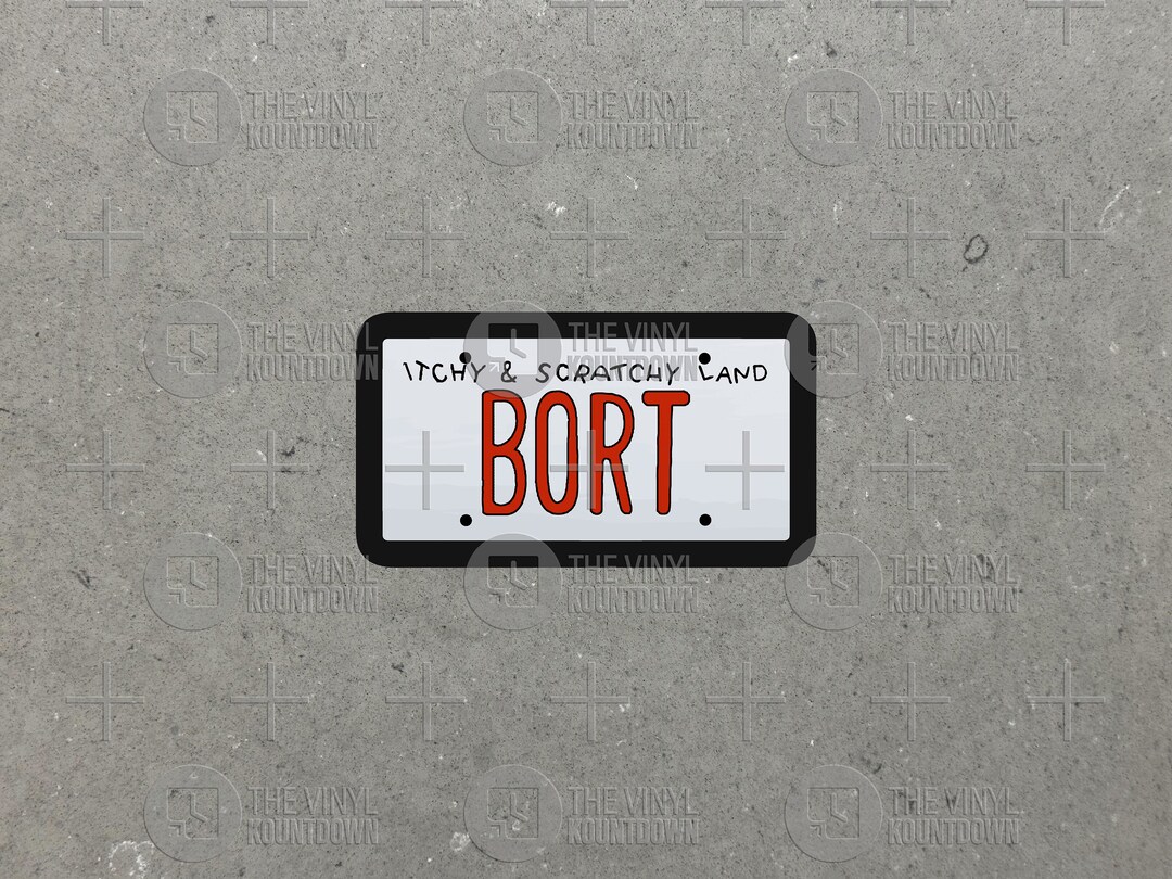 Bort License Plate Funny Itchy & Scratchy Land Sticker for Toolbox ...