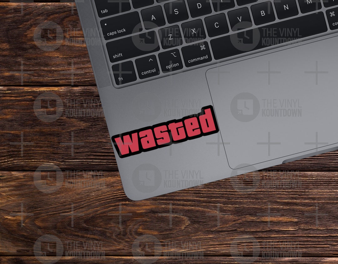Wasted Funny Video Game GTA Sticker for Laptop, Bottle, Hydroflask, Phone, Hard Hat, Toolbox ...