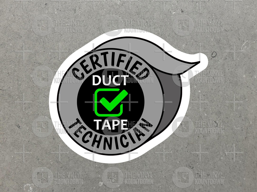 Certified Duct Tape Technician Funny Sticker for Mechanic, Bottle ...