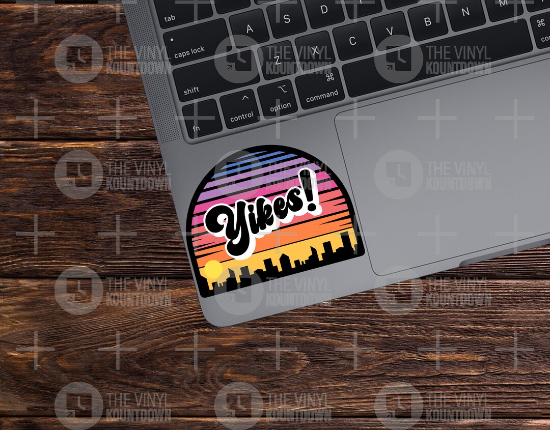 Yikes Funny Awkward, Retro Sunset Sticker for Laptop, Bottle ...