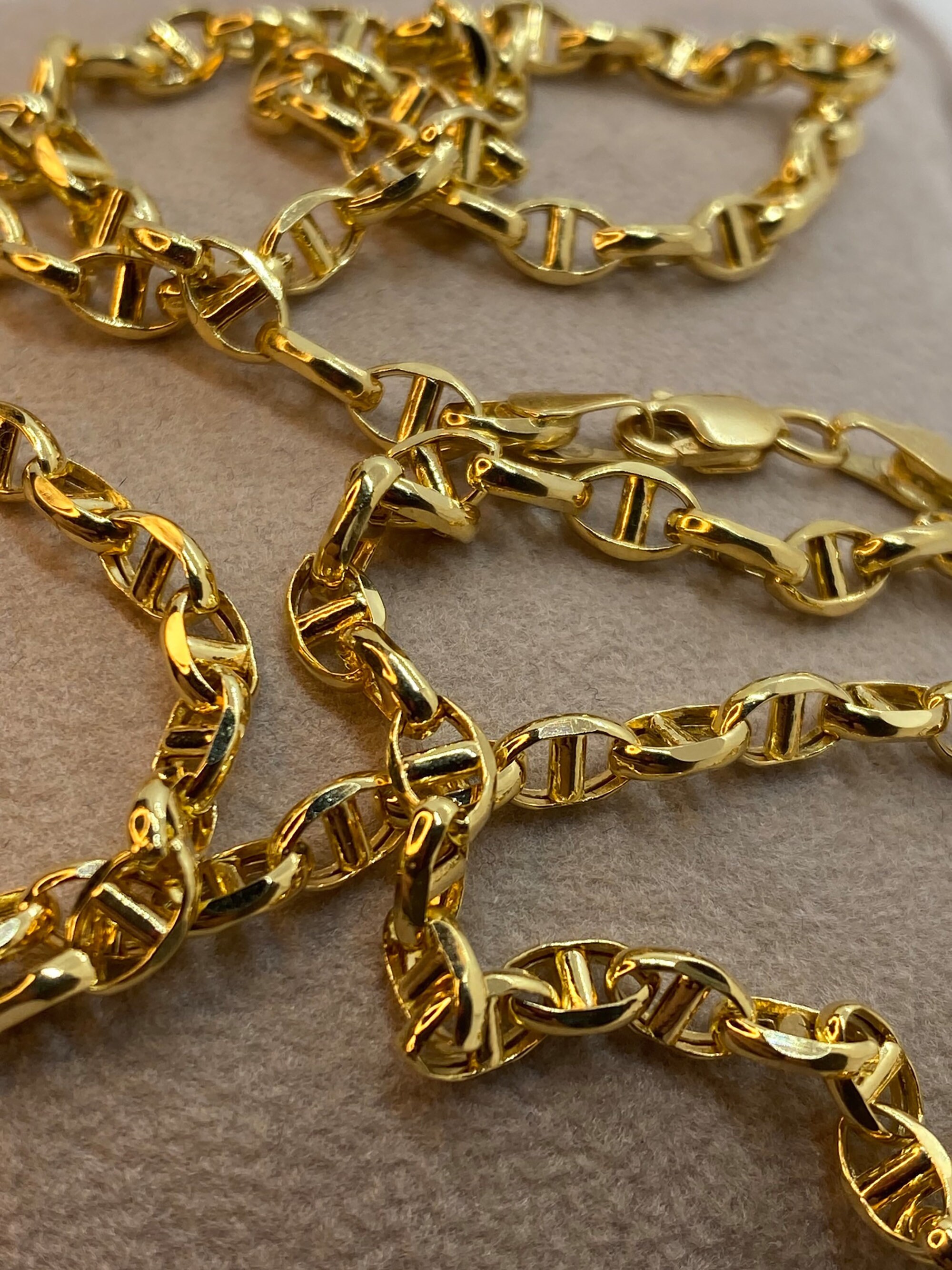 18k Solid Gold ANCHOR CHAIN Necklace 4mm ,mariner Gold Chain, Mariner ...