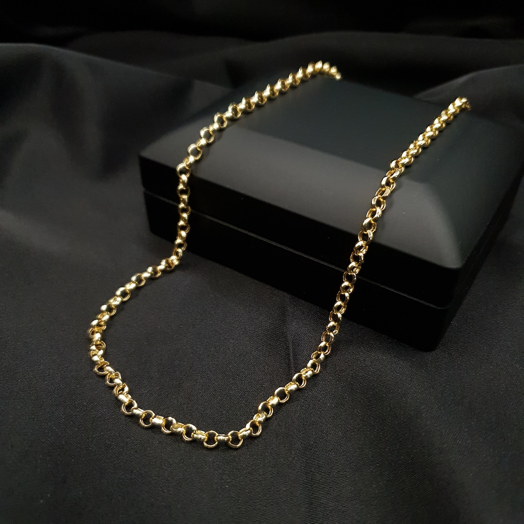14k Gold Rolo Chain Necklace, 14k Gold 4mm Rolo Chain, Gold Rolo Chain ...