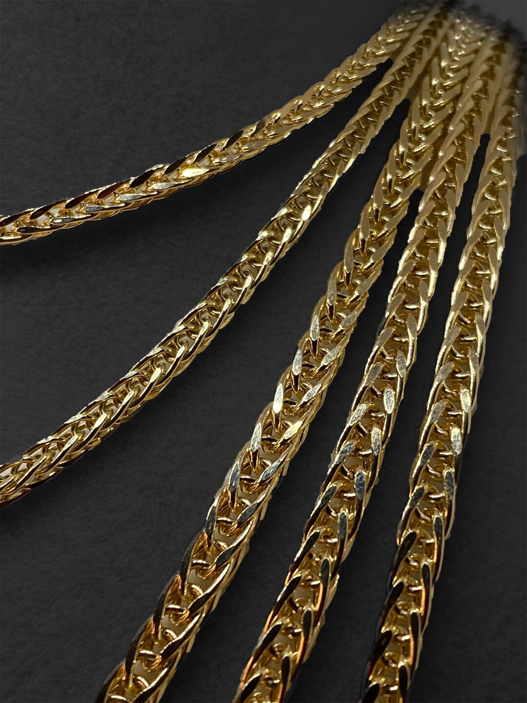 14k Solid Gold Franco Chain Necklace: Diamond Cut Square Foxtail - Etsy