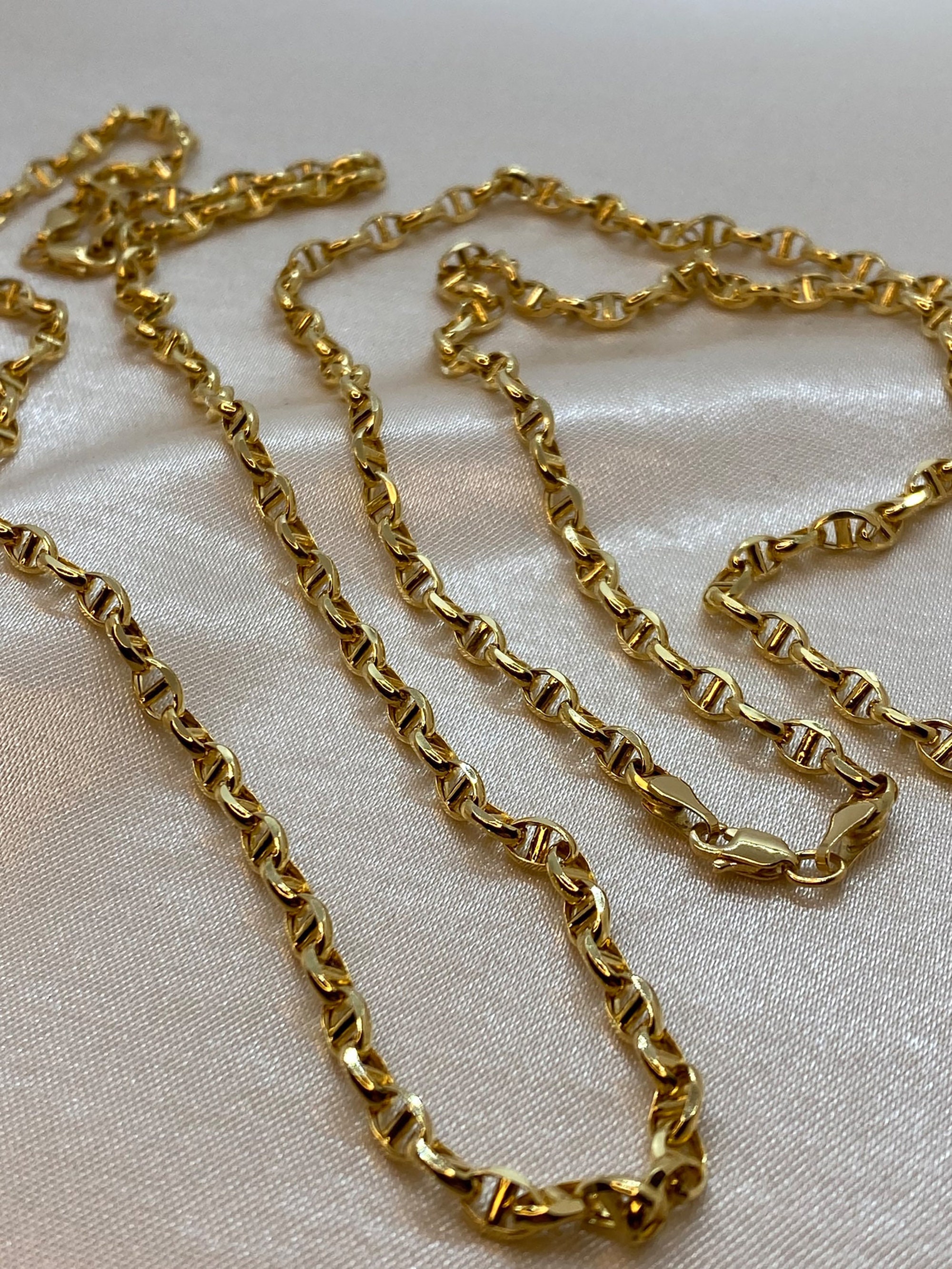 18k Solid Gold ANCHOR CHAIN Necklace 4mm ,mariner Gold Chain, Mariner ...