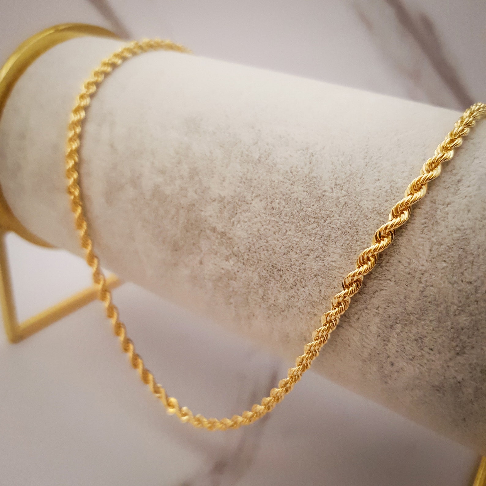 18K Solid Gold Rope Chain Necklace (2.3mm) - Etsy
