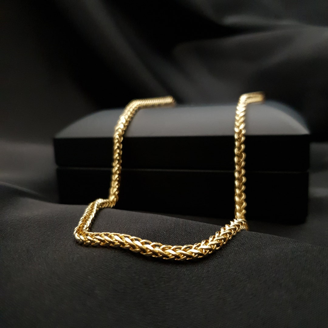 18k Real Gold Franco Chain 3mm: Foxtail Necklace - Etsy