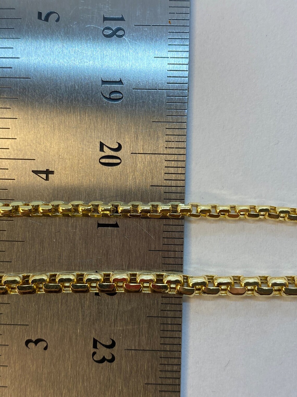 14K Solid Gold Round Box Chain Necklace, 20,22 ,24,27 Inches ,3.55mm,2 ...